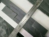 China Black Slate Ledgestone Panel Cultured Stacked Stone Veneer 10x45cm Wall Cladding for sale
