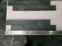 China Black Slate Ledgestone Panel Cultured Stacked Stone Veneer 10x45cm Wall Cladding for sale