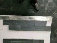China Black Slate Ledgestone Panel Cultured Stacked Stone Veneer 10x45cm Wall Cladding for sale