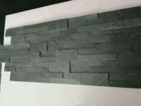 China Black Slate Ledgestone Panel Cultured Stacked Stone Veneer 10x45cm Wall Cladding for sale