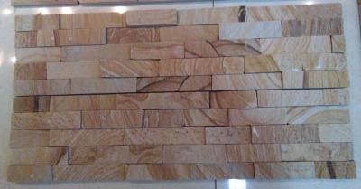 China Yellow Wooden Sandstone Culture Stone Outdoor Z Cladding Wall Decor Thin Stone Veneer 600x150mm for sale