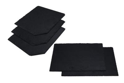 China Midnight Black Slate Roof Tiles 400x200mm Natural Split Ziyang Black Roofing Slate for sale