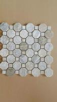 China Natural Yellow Quartzite Mosaic Tile 305x305mm Mixed 5x5cm and 2x2cm Pieces for Wall Floor for sale