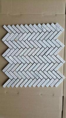 China White Quartzite Mosaic Natural Stone Wall Tile 305x305mm Split Face Pattern for Interior Decoration for sale