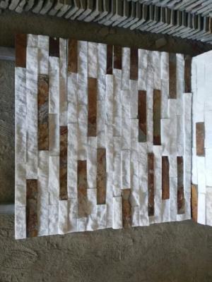 China White Quartzite & Rust Slate Stone Veneer Ledge Stone Panel Culture Stacked Stone Cladding for sale
