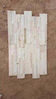 China Pink White Quartzite Stacked Stone Veneer Panel 600x150mm Ledger Stone Cladding for sale