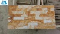 China Golden Yellow Marble Ledger Stone Wall Panels 600x150mm Natural Split Veneer for sale