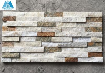 China Mixed Colors Quartzite Ledgestone Panels 600x150x15-25mm Cultured Stone Veneer Wall Cladding for sale