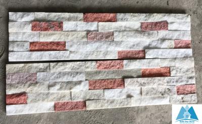 China White+Pink Jade Quartzite Cultured Stone Veneer Ledgestone Panel Stone Wall Cladding for sale