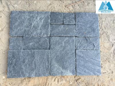 China Black Quartzite Pavers Set 10x10 10x20 20x20 20x30cm Natural Stone Patio Flooring for sale