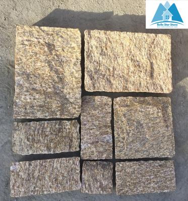 China Tiger Skin Yellow Granite Paving Stone 2-3cm Thick Outdoor Flooring Pavers for sale