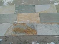 China Natural Quartzite Oyster Split Face Slate Pavers 60x60cm Desert Gold Patio Stone for sale