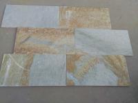 China Natural Quartzite Oyster Split Face Slate Pavers 60x60cm Desert Gold Patio Stone for sale