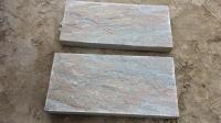 China Green Rustic Quartzite Kerbstone Natural Stone Steps 60x60cm Driveway Pavers for sale