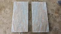 China Green Rustic Quartzite Kerbstone Natural Stone Steps 60x60cm Driveway Pavers for sale