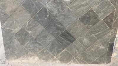 China Black Quartzite Wall Cladding Natural Stone Tiles 30x60cm Flamed Finish for sale