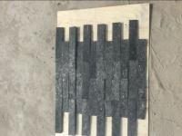 China Black Quartzite Wall Cladding Natural Stone Tiles 30x60cm Flamed Finish for sale