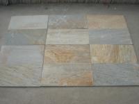 China Natural Yellow Quartzite Oyster Slate Pavers 60x60cm Patio Stone Wall Tile for sale