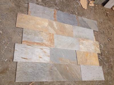China Natural Yellow Quartzite Oyster Slate Pavers 60x60cm Patio Stone Wall Tile for sale