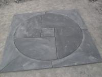 China Black Slate Medallion Designed Square Pattern Plaza Floor Slate Paving Stone for sale