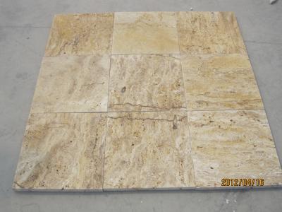 China Golden Yellow Travertine Tiles 10mm Natural Paving Stone Polished Honed Brushed for Indoor Outdoor for sale