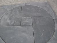 China Black Slate Medallion Square Pattern Plaza Floor Paving Stone 30x30cm Natural Cleft for sale