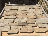 China Golden Yellow Quartzite Field Stone Random Natural Stone Veneer Cladding 2-3.5cm Thick for sale
