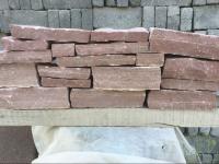 China Red Sandstone Field Stone Natural Random Veneer 2-3.5cm Thickness Wall Cladding for sale