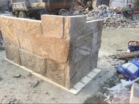 China Yellow Granite Retaining Wall Natural Stone Cladding Granite Backsplash Wall Corner Stone for sale