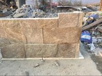 China Yellow Granite Retaining Wall Natural Stone Cladding Granite Backsplash Wall Corner Stone for sale