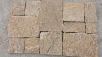 China Tiger Skin Yellow Granite Wall Tiles Natural Stone Cladding 10x10cm 2-3.5cm Thick for sale