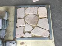 China Tumbled Pink Sandstone Random Flagstone 2-3.5cm Thick Garden Stepping Stone for sale