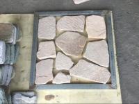 China Tumbled Pink Sandstone Random Flagstone 2-3.5cm Thick Garden Stepping Stone for sale