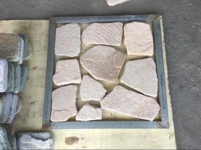 China Tumbled Pink Sandstone Random Flagstone 2-3.5cm Thick Garden Stepping Stone for sale