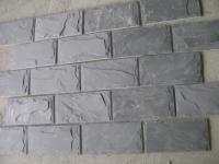 China Black Slate Mushroom Stone Wall Cladding 30x15cm 15-25mm Natural Landscaping Stone for sale