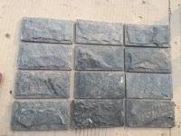 China Black Quartzite Mushroom Stone Wall Cladding 30x15cm Natural Exterior Landscaping Tile for sale