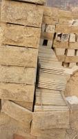 China Sesame Yellow Granite Mushroom Stone Pillar Wall Cladding 30x15cm 20x40cm Landscaping Stone for sale