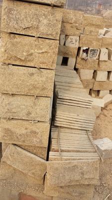 China Sesame Yellow Granite Mushroom Stone Pillar Wall Cladding 30x15cm 20x40cm Landscaping Stone for sale
