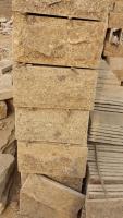 China Sesame Yellow Granite Mushroom Stone Pillar Wall Cladding 30x15cm 20x40cm Landscaping Stone for sale