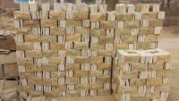 China Tiger Skin Yellow Granite Mushroom Stone Wall Cladding 30x15cm 20x40cm Pillar Column Stone for sale