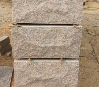 China Rose Granite Mushroom Stone Wall Cladding Pillar Column Stone 30x15cm 15-25mm for sale
