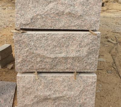 China Rose Granite Mushroom Stone Wall Cladding Pillar Column Stone 30x15cm 15-25mm for sale