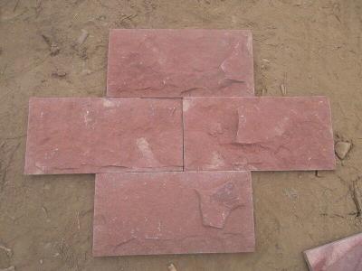 China Red Sandstone Mushroom Pillar Wall Stone Cladding 30x15cm 20x40cm Natural Exterior Stone for sale