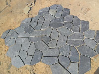 China Black Slate Flagstone 1.2-1.5cm Natural Patio Pavers for Walkway and Wall Cladding for sale