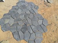 China Black Slate Flagstone 1.2-1.5cm Natural Patio Pavers for Walkway and Wall Cladding for sale