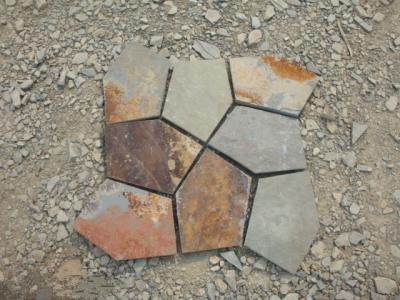 China Natural Rusty Slate Flagstone 1.2-1.5cm Patio Pavers Wall Cladding Landscaping Stone for sale