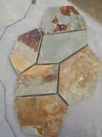 China Natural Rusty Slate Flagstone 1.2-1.5cm Patio Pavers Wall Cladding Landscaping Stone for sale