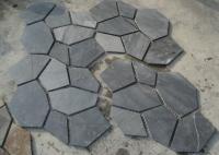 China Black Slate Flagstone Pavers 1.2-1.5cm Natural Patio Flooring Stones for Walkways for sale