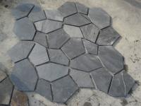 China Black Slate Flagstone Pavers 1.2-1.5cm Natural Patio Flooring Stones for Walkways for sale