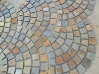 China Natural Rusty Slate Fan Flagstone 2cm 3cm Patio Pavers Outdoor Walkway Stone for sale